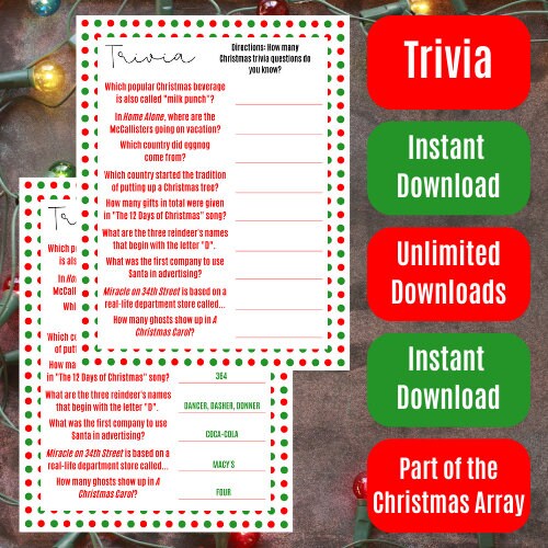 Christmas Themed Trivia (with Answers) - Polka Dots - Etsy