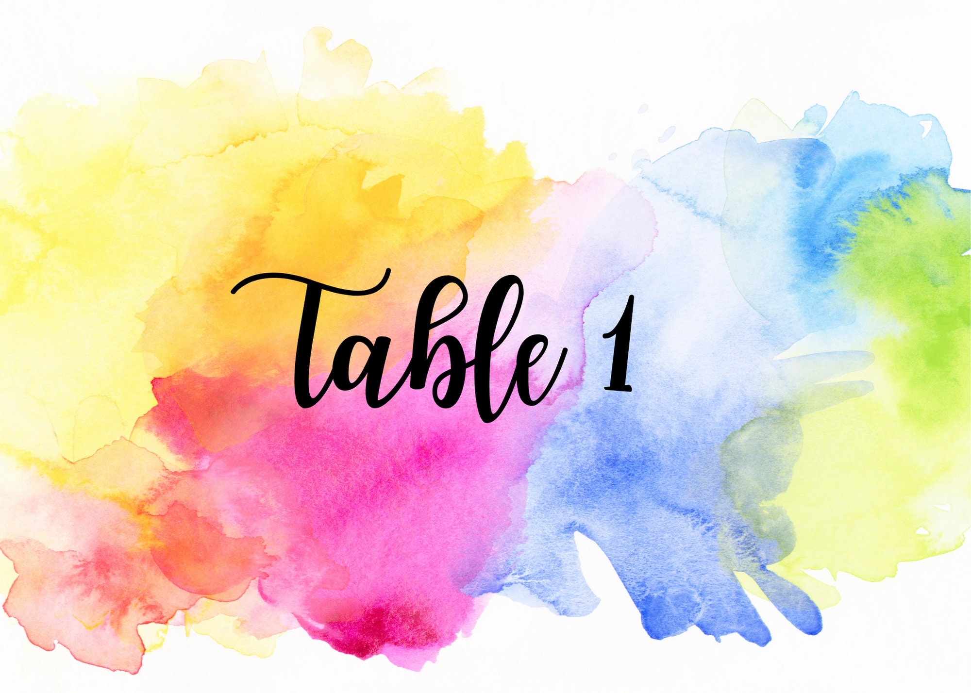 Rainbow Watercolor Table Numbers - Etsy UK