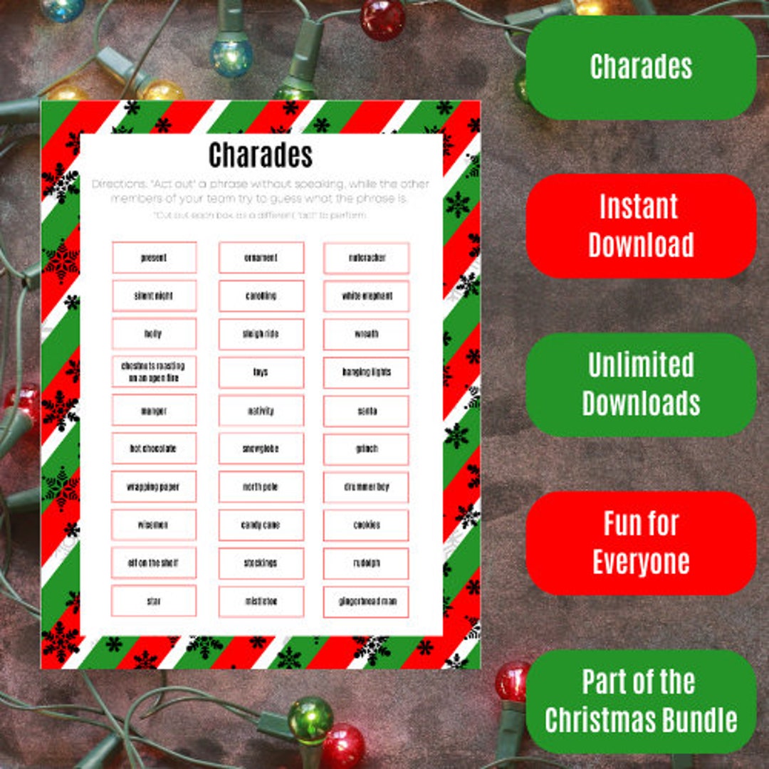 Christmas Themed Charades - Red and Green Stripes - Etsy