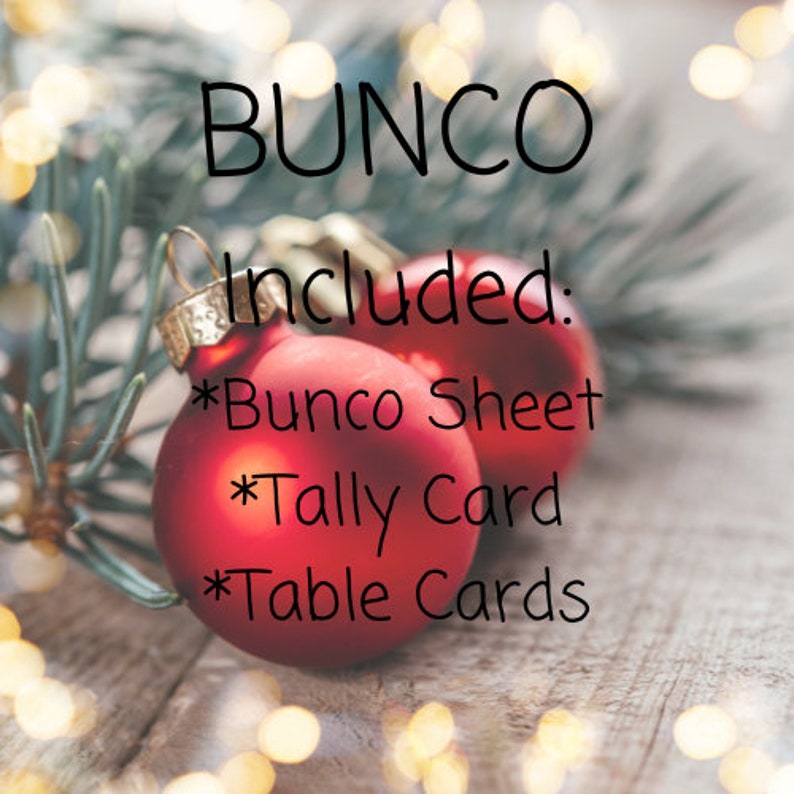 Bunco - Holiday Set - With Bunco Sheet, Tally Card, Table Cards - Etsy
