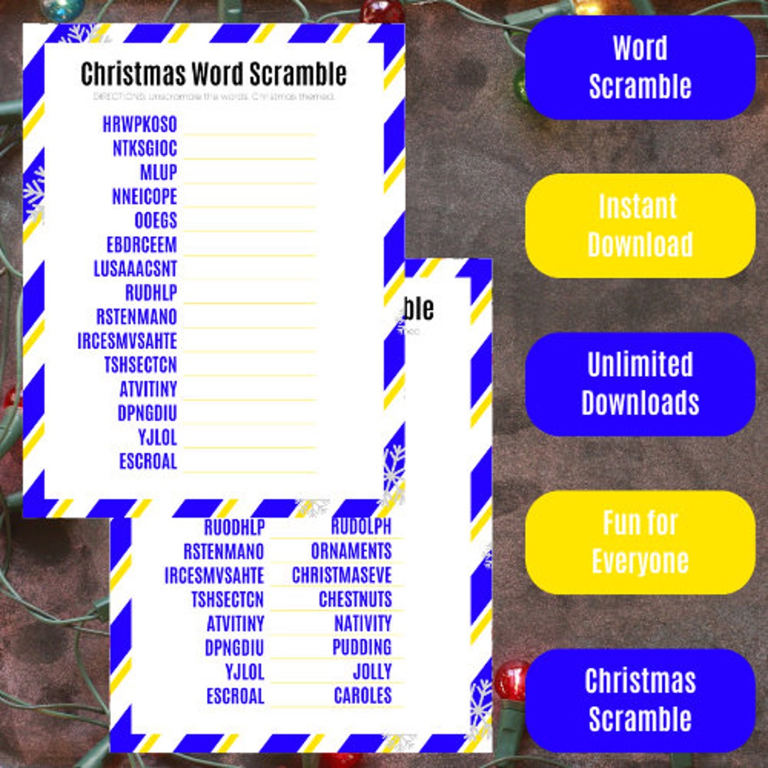 Christmas Themed Word Scramble (7 Fun Christmas Themed Scrambles ...