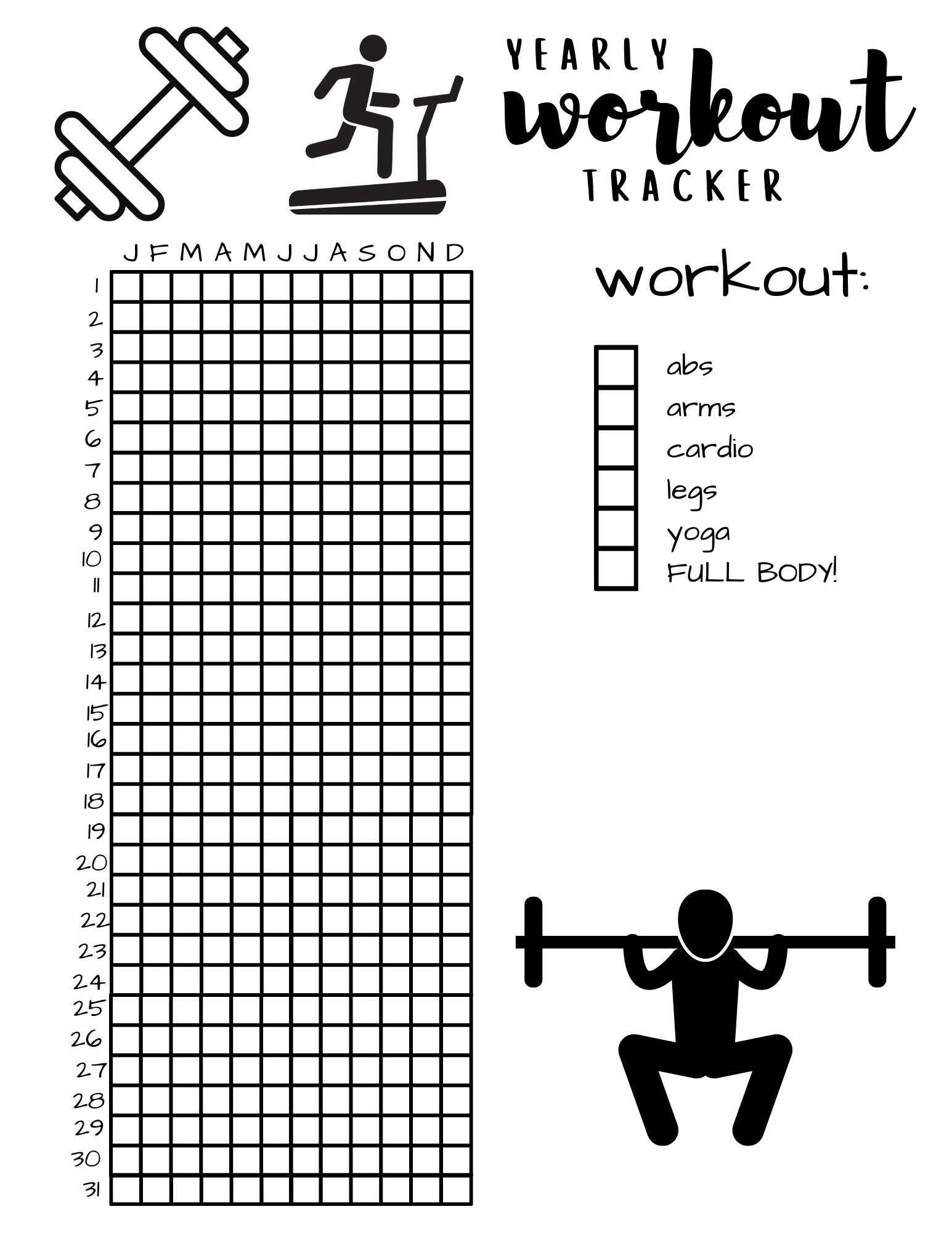 Yearly Workout Tracker - Etsy