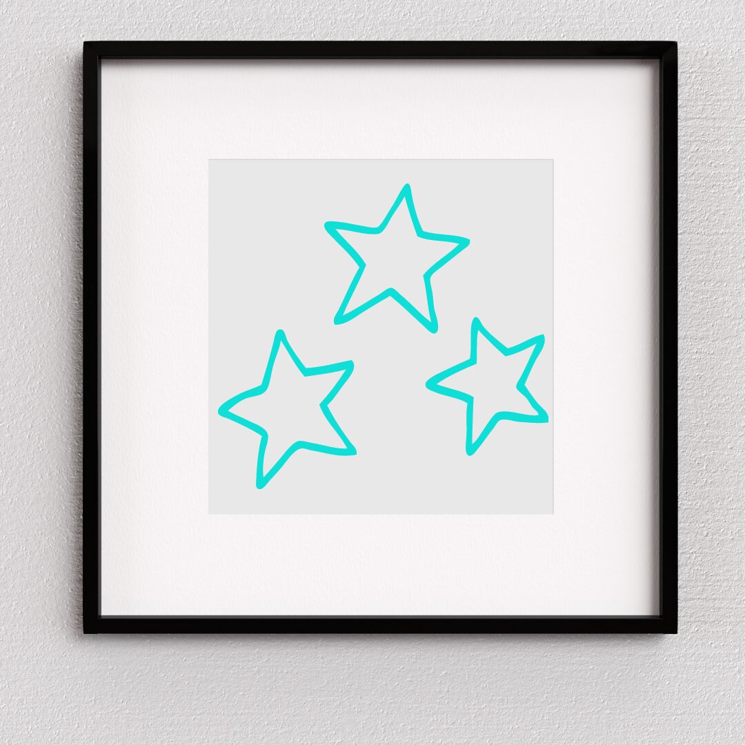 Fun, Colorful Stars Digital Download Art (teal) - Digital Wall Art ...