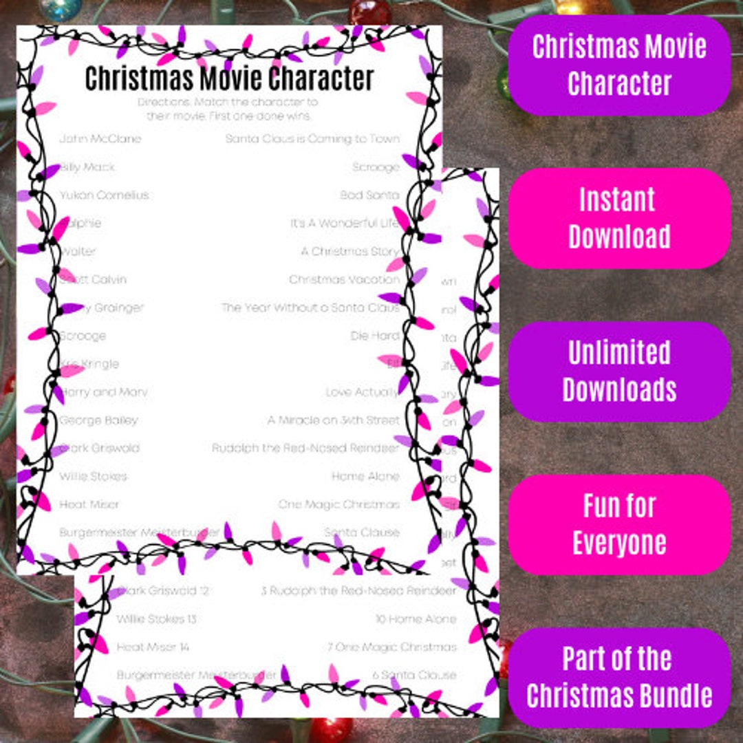 Christmas Themed Christmas Movie Character - Pink and Purple Lights - Etsy