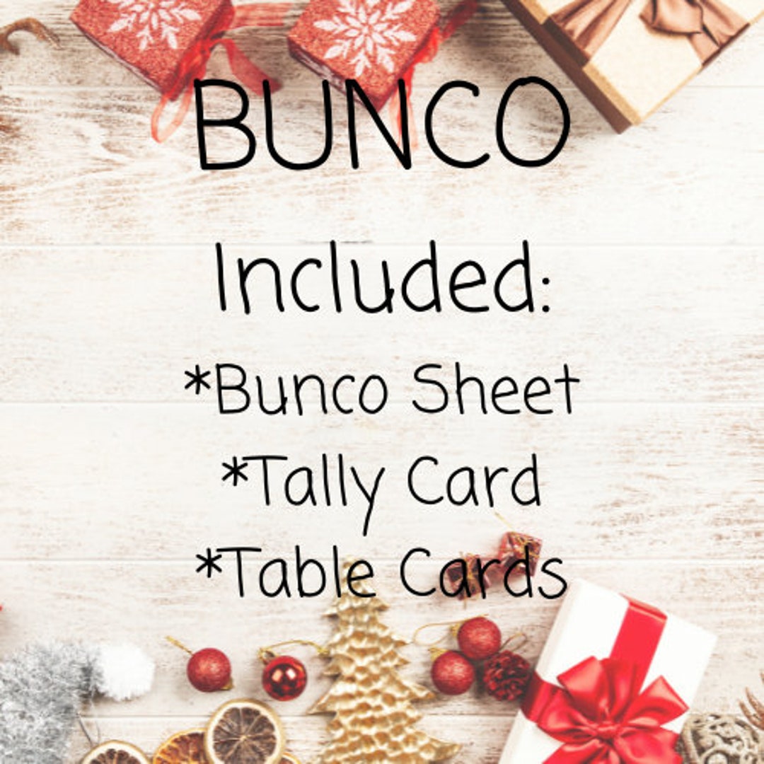 Bunco - Holiday Set - With Bunco Sheet, Tally Card, Table Cards - Etsy