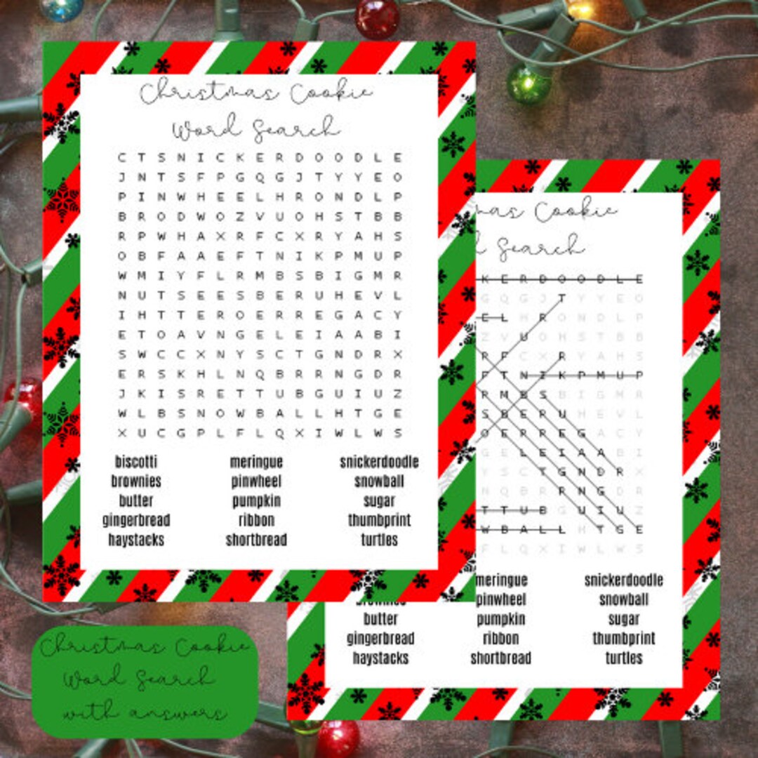Christmas Themed Word Searches - Red and Green Striped Border (7 ...