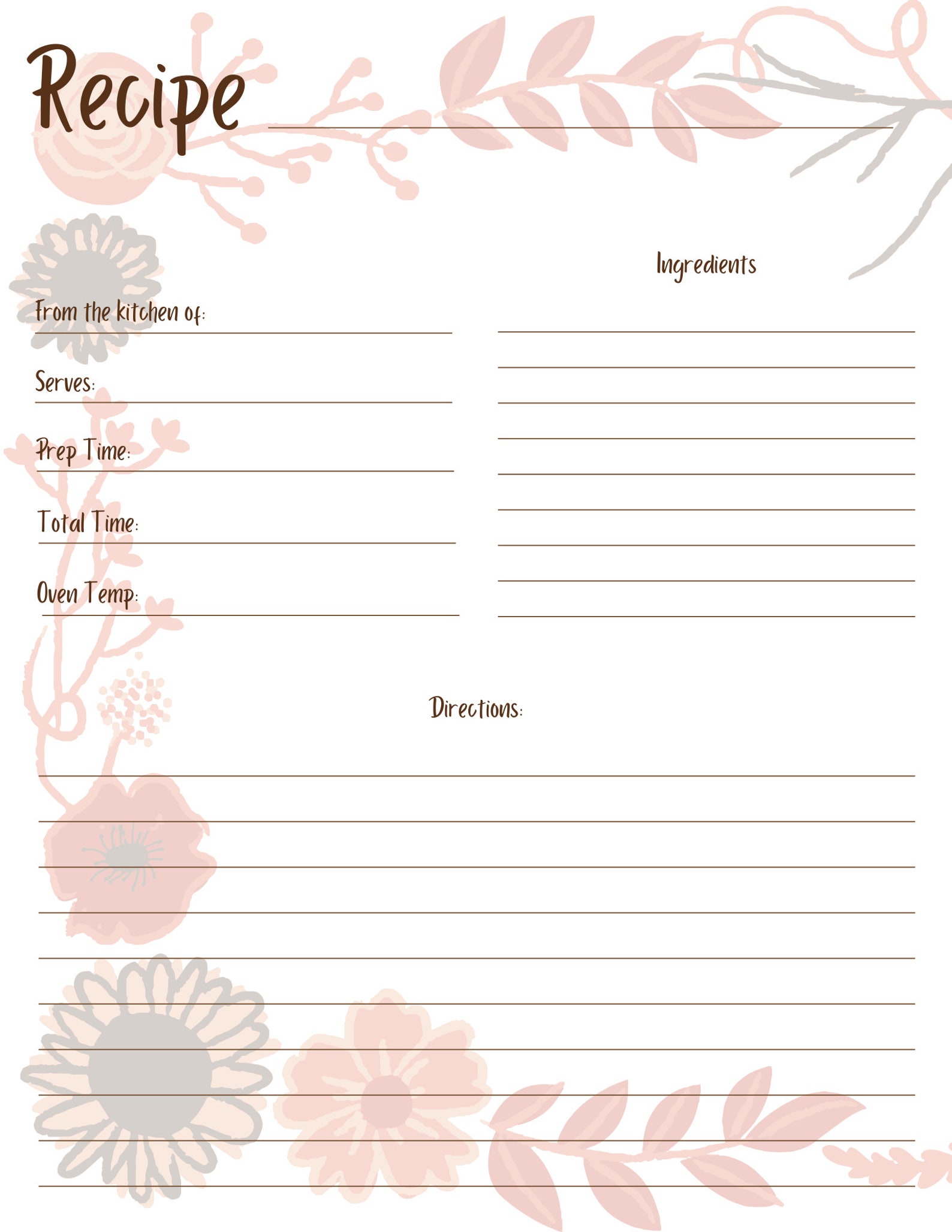 Recipe Card (18 Different Designs - Thanksgiving Themed) - Etsy