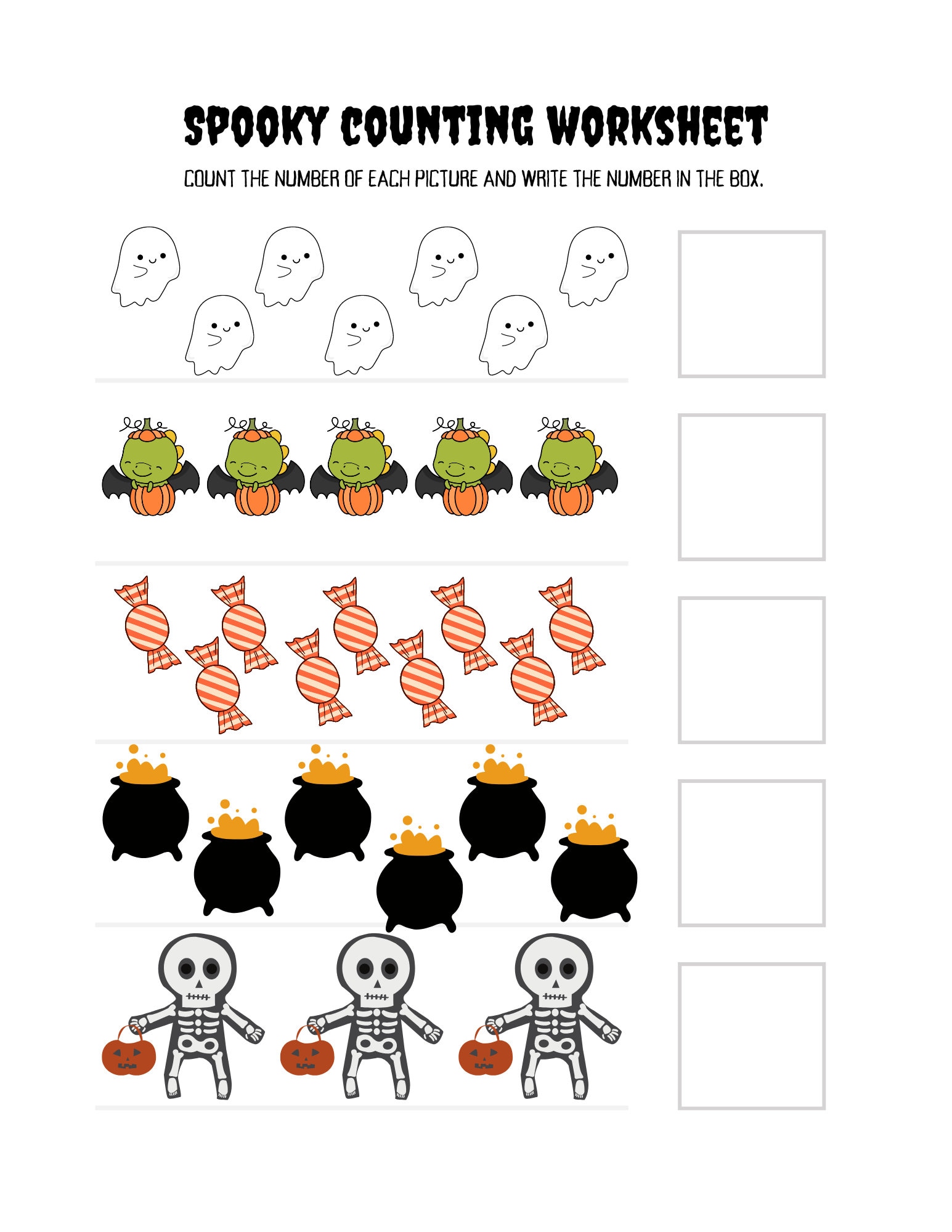 Spooky Counting Worksheets (1-10) - Etsy