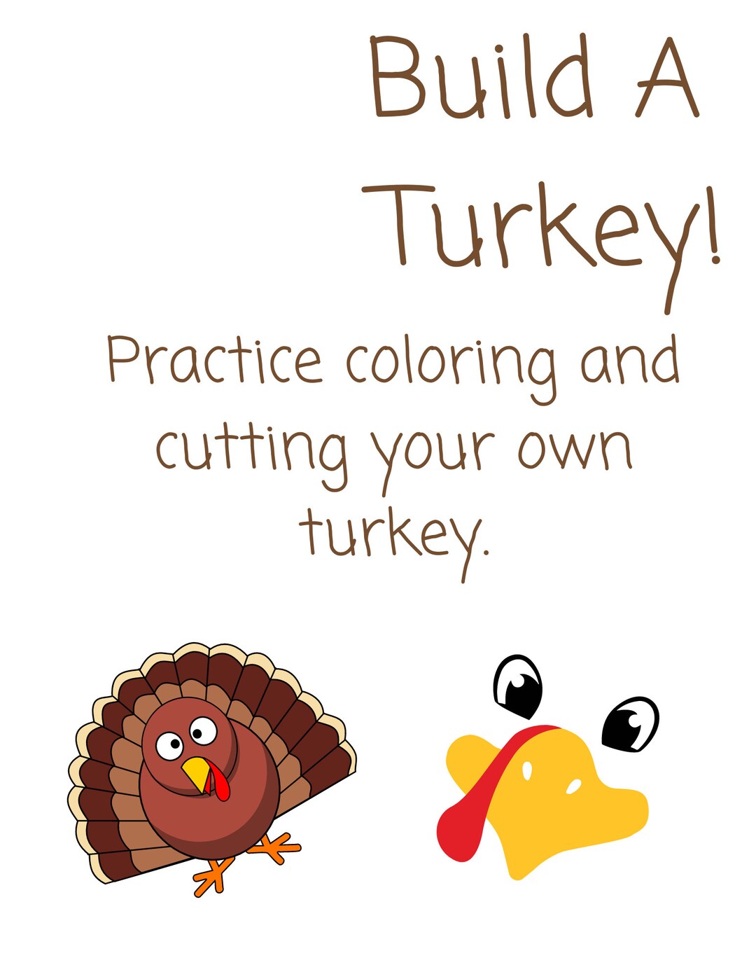 Build a Turkey (practice Cutting Out Feathers, Practice Coloring) - Etsy
