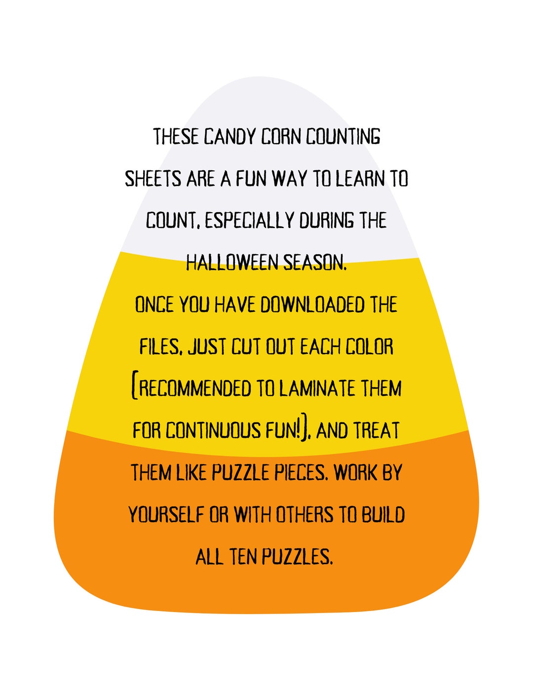 Candy Corn Counting Puzzles (1-10) - Etsy