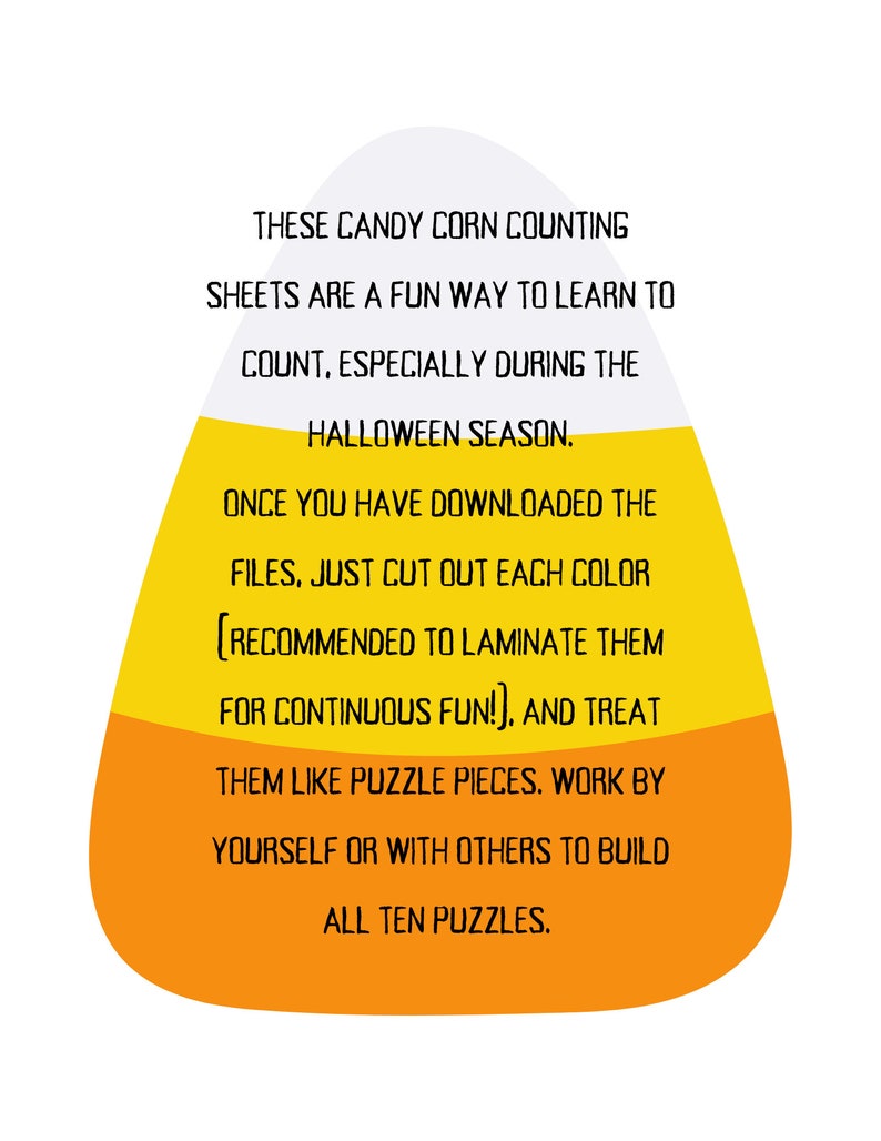 Candy Corn Counting Puzzles (1-10) - Etsy
