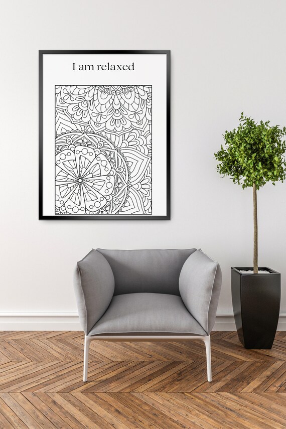 I AM... Relaxed Affirmation Coloring Pages Mandala. Coloring - Etsy