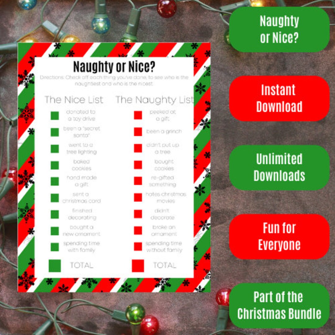 Christmas Themed Naughty or Nice Red and Green Stripes - Etsy