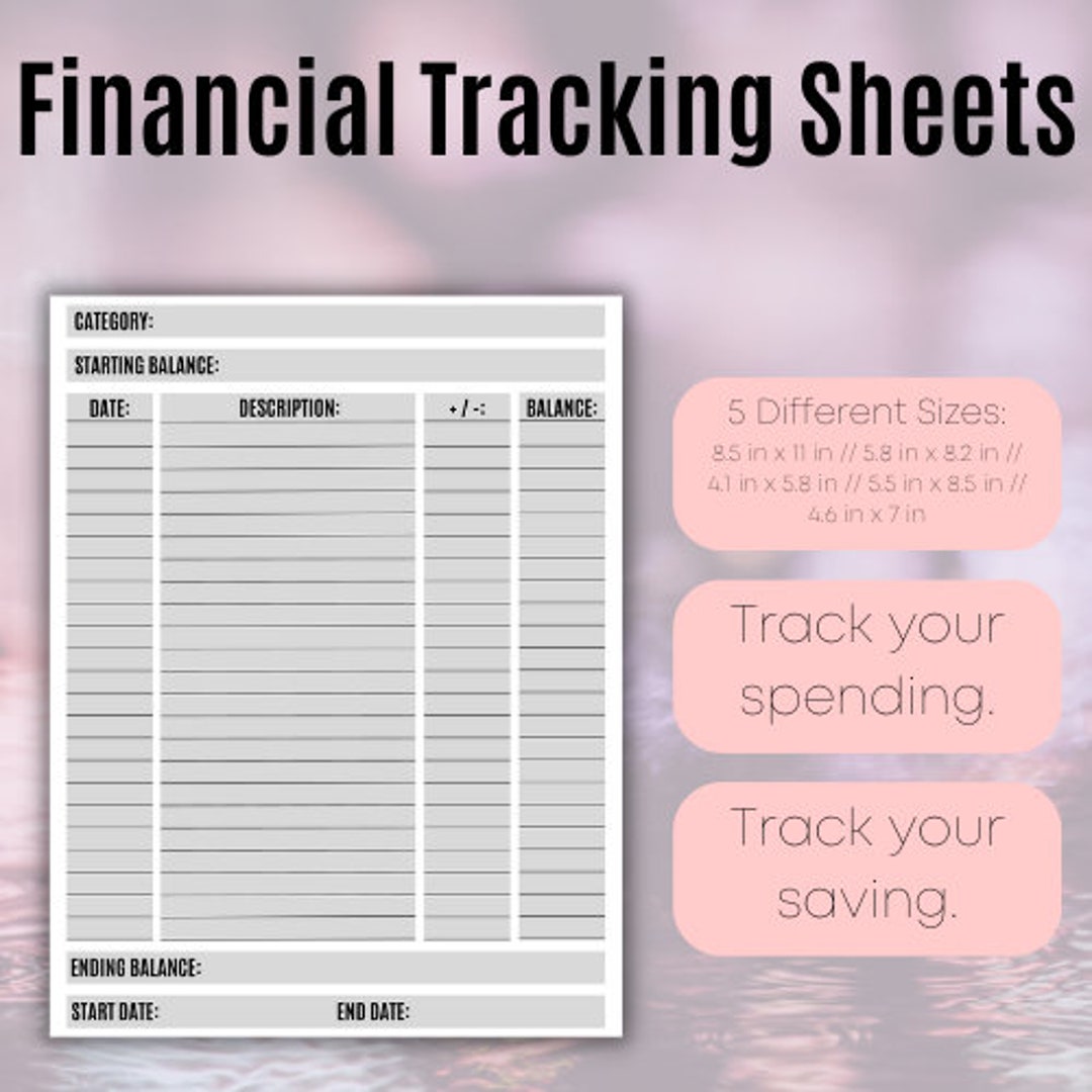 Financial Tracking Sheet - Customizable to Your Needs - Digital ...