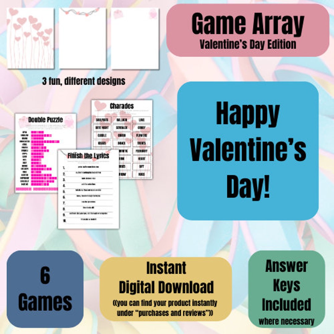 Game Array - Valentine's Day Edition (6 Different Games) - Etsy