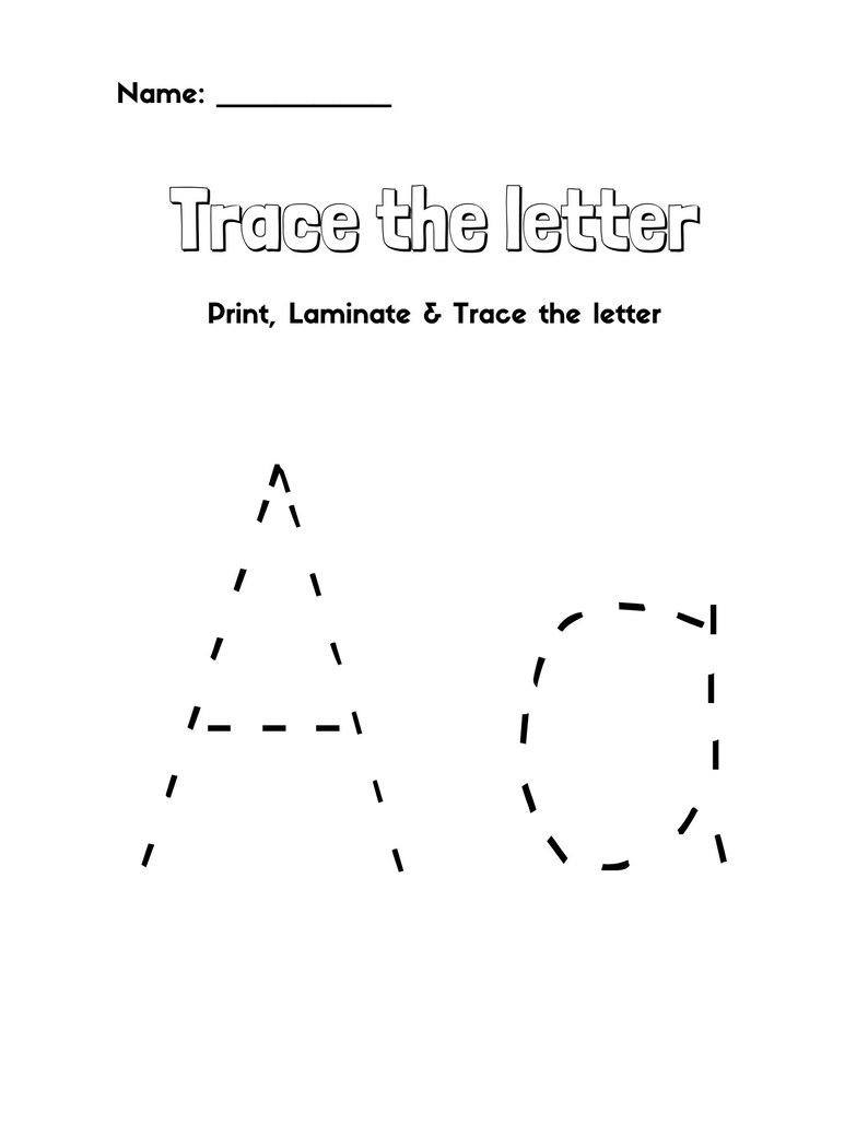 Trace The Letter Capital And Lowercase Etsy Trace The Letter Capital And Lowercase Etsy