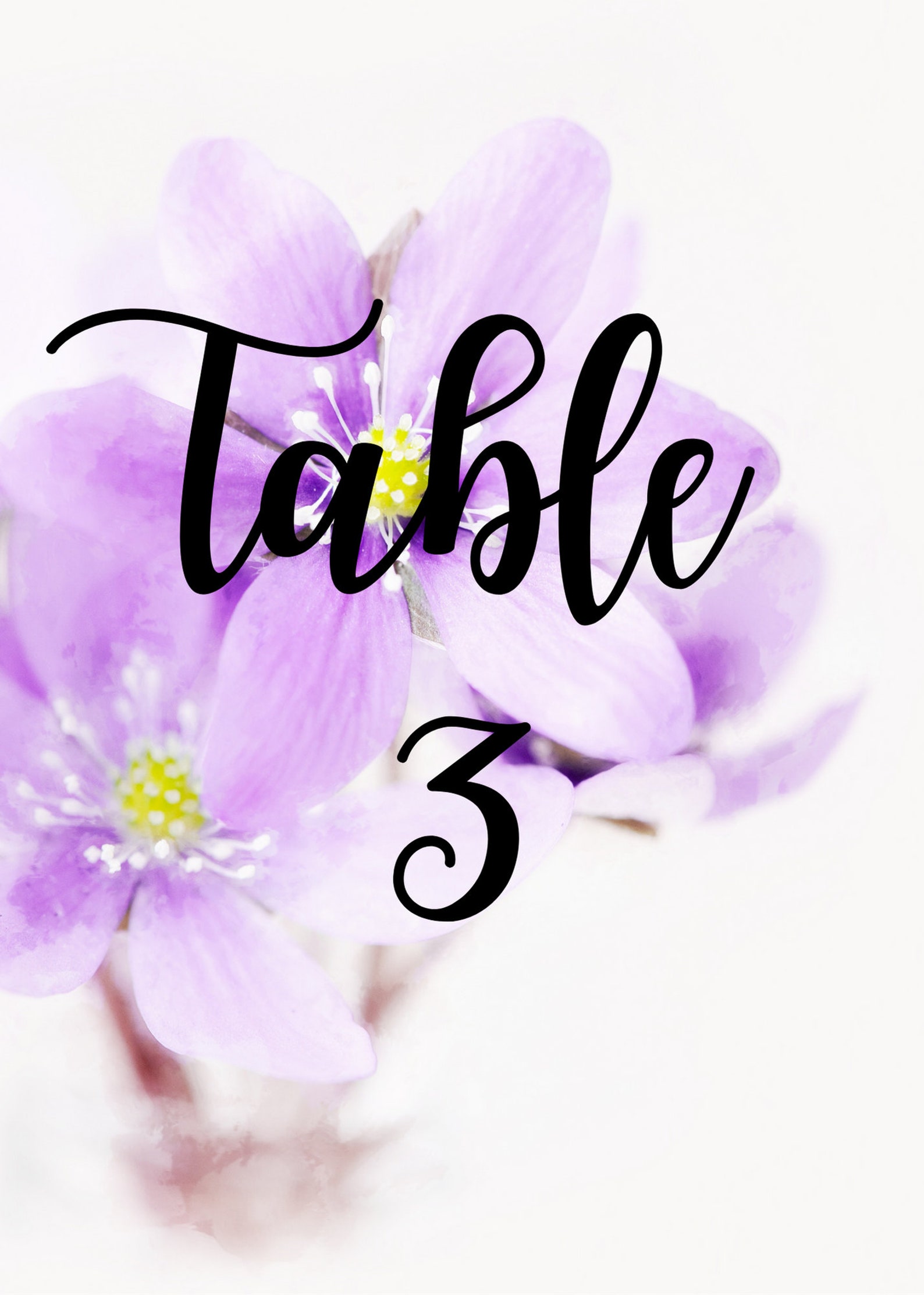 Purple Flowers Table Card Numbers - Etsy