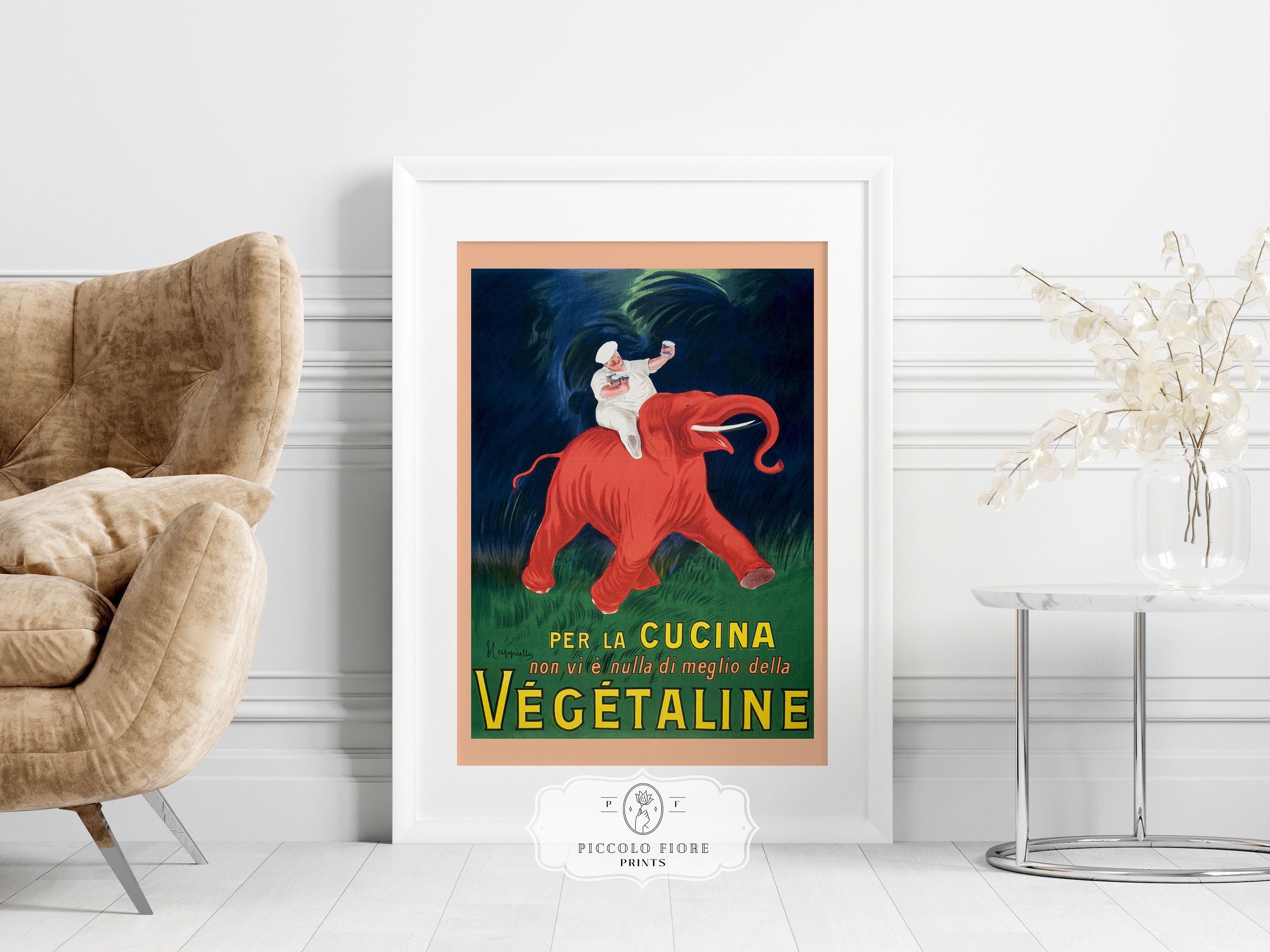 Vintage Vegetaline Elephant and Chef Art Poster | Eclectic Kitchen Wall ...