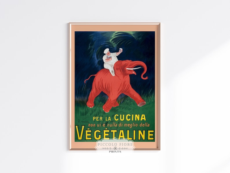 Vintage Vegetaline Elephant and Chef Art Poster | Eclectic Kitchen Wall ...
