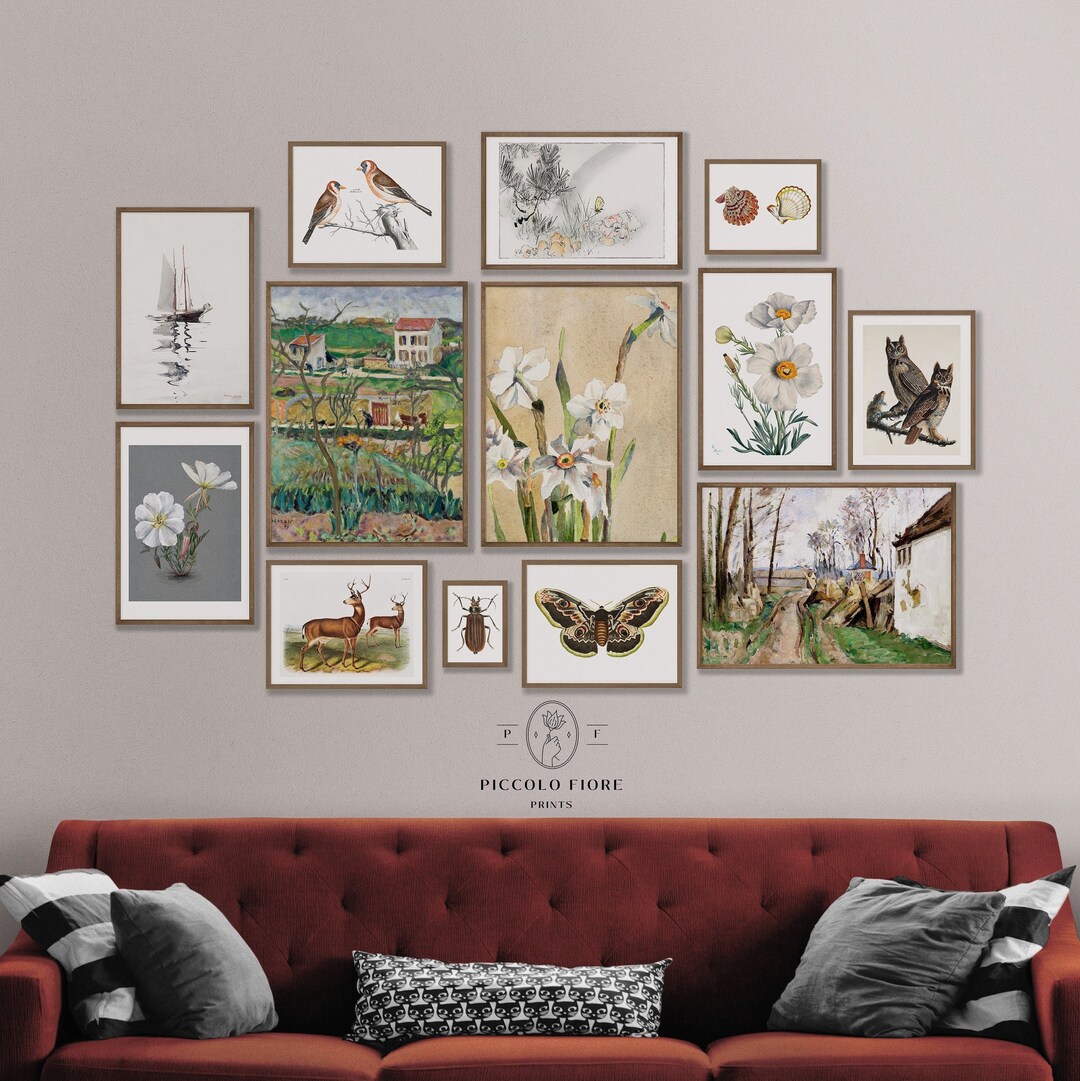 Neutral Wall Art | Vintage Eclectic Gallery Wall SET | Natural History ...
