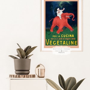 Vintage Vegetaline Elephant and Chef Art Poster | Eclectic Kitchen Wall ...