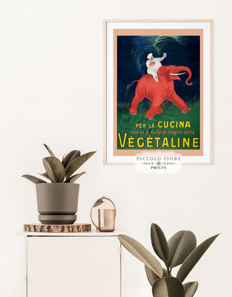 Vintage Vegetaline Elephant and Chef Art Poster | Eclectic Kitchen Wall ...