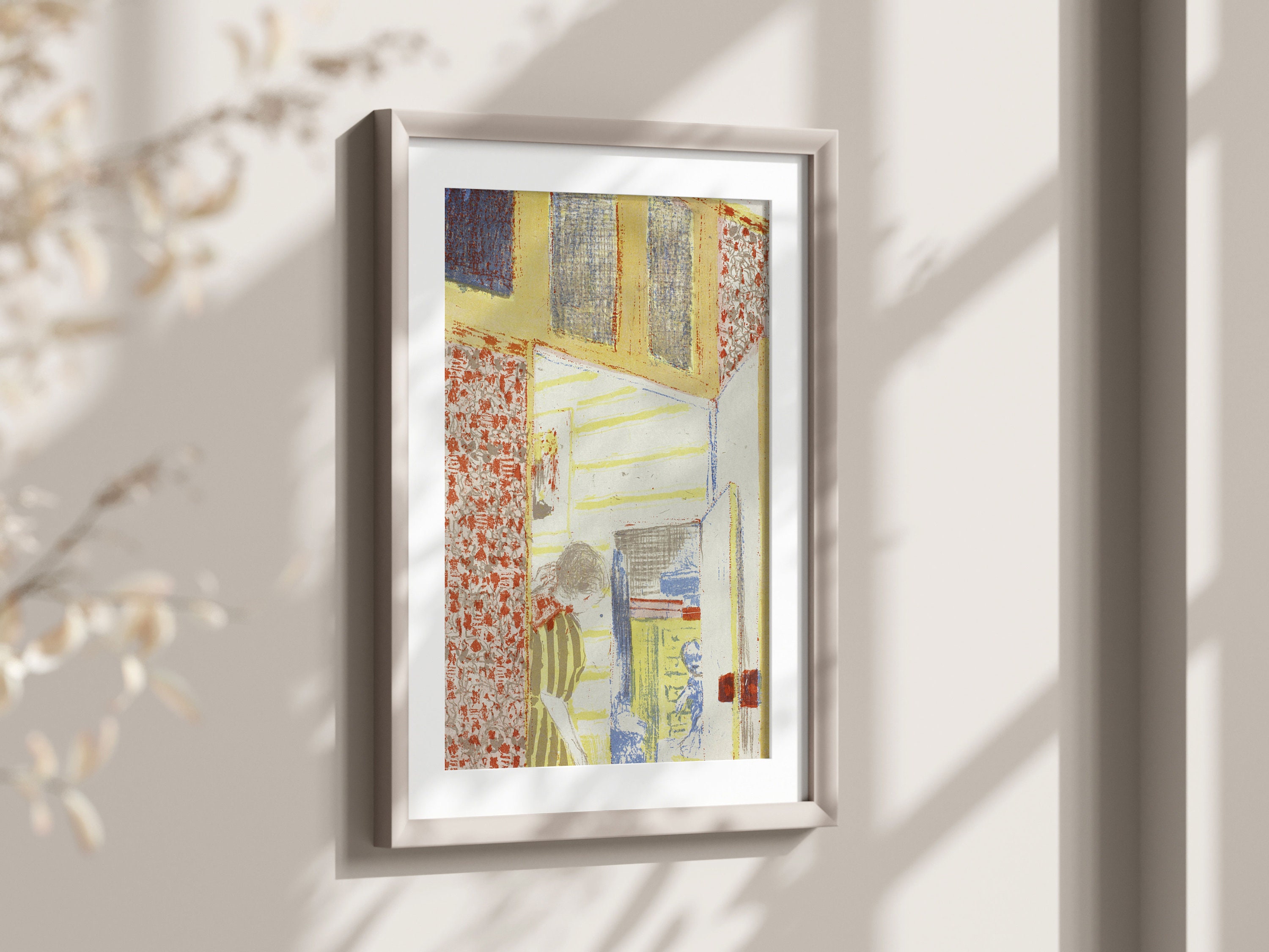 Vintage Female Portrait in Home Interior With Floral Pattern - Etsy