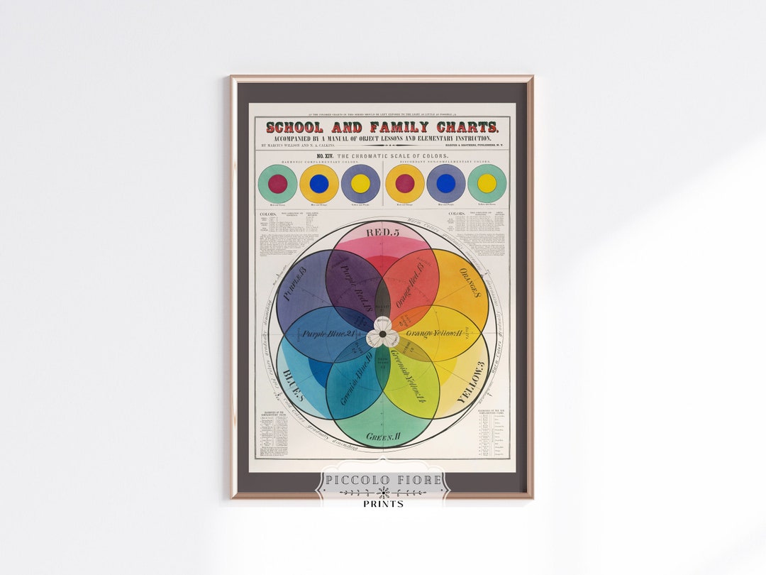 Vintage Colour Chart Art Poster | School and Family Charts | Retro ...