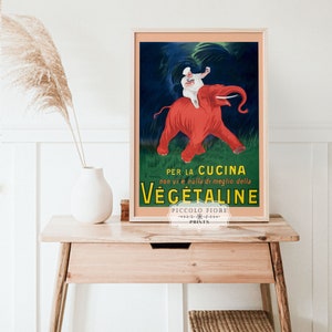 Vintage Vegetaline Elephant and Chef Art Poster | Eclectic Kitchen Wall ...