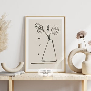 Minimalistische Moderne Abstrakte Vasen mit Blumen Neutral Schwarz & Beige Aquarell Galerie Wand ...