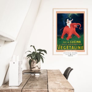 Vintage Vegetaline Elephant and Chef Art Poster | Eclectic Kitchen Wall ...
