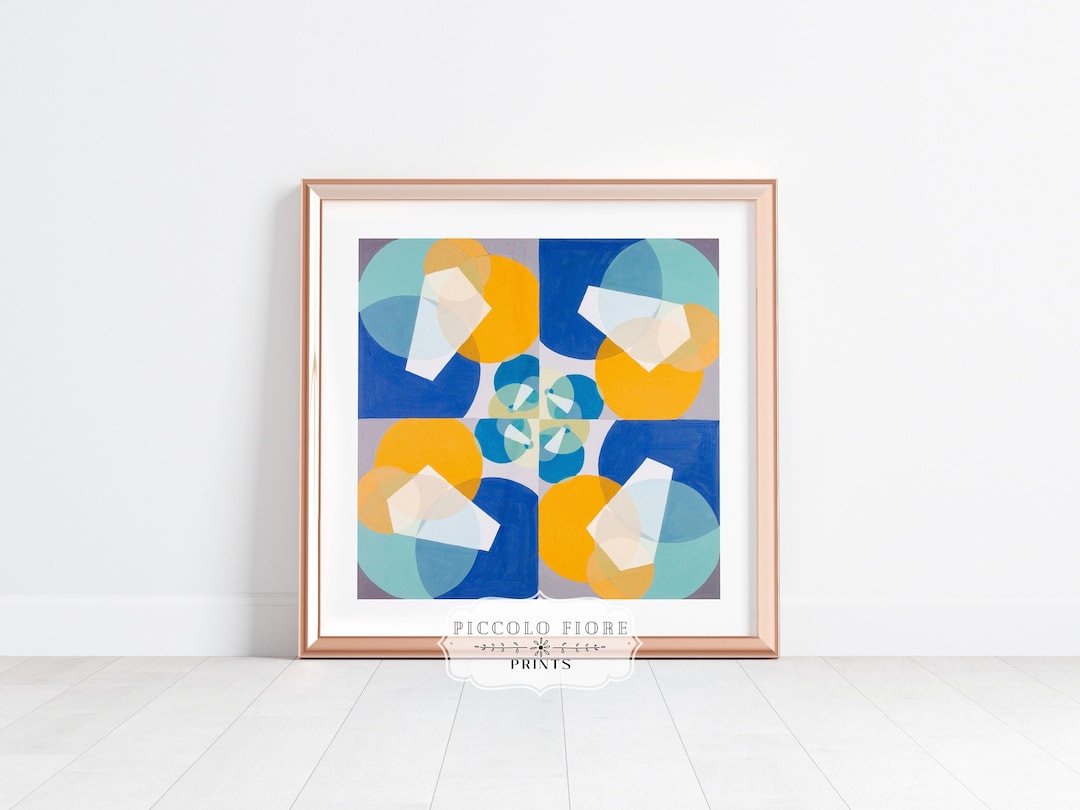 Retro Geometric Wall Art | Abstract Shapes Art Print | Vintage ...