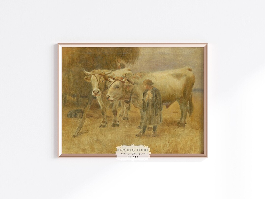 Vintage Sketch for the Harvesters Cow/cattle Countryside/farmhouse ...