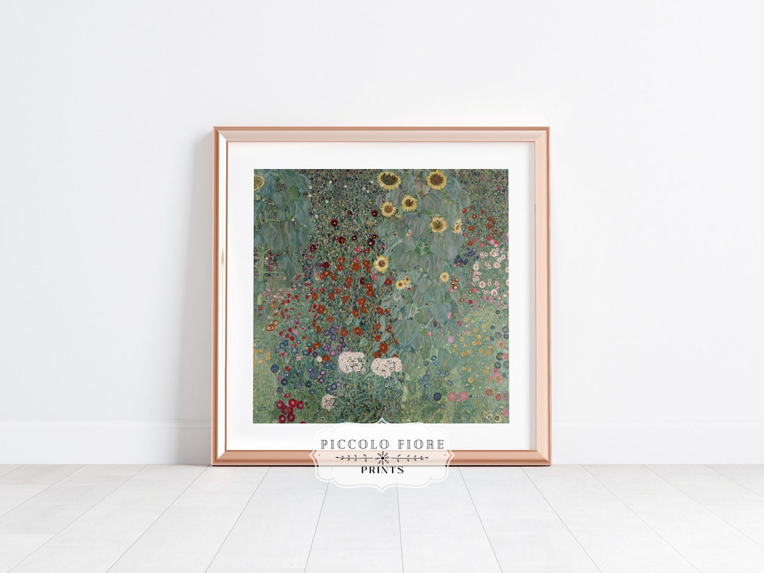 Vintage Gustav Klimt Farm Garden With Sunflowers Abstract Floral Oil ...