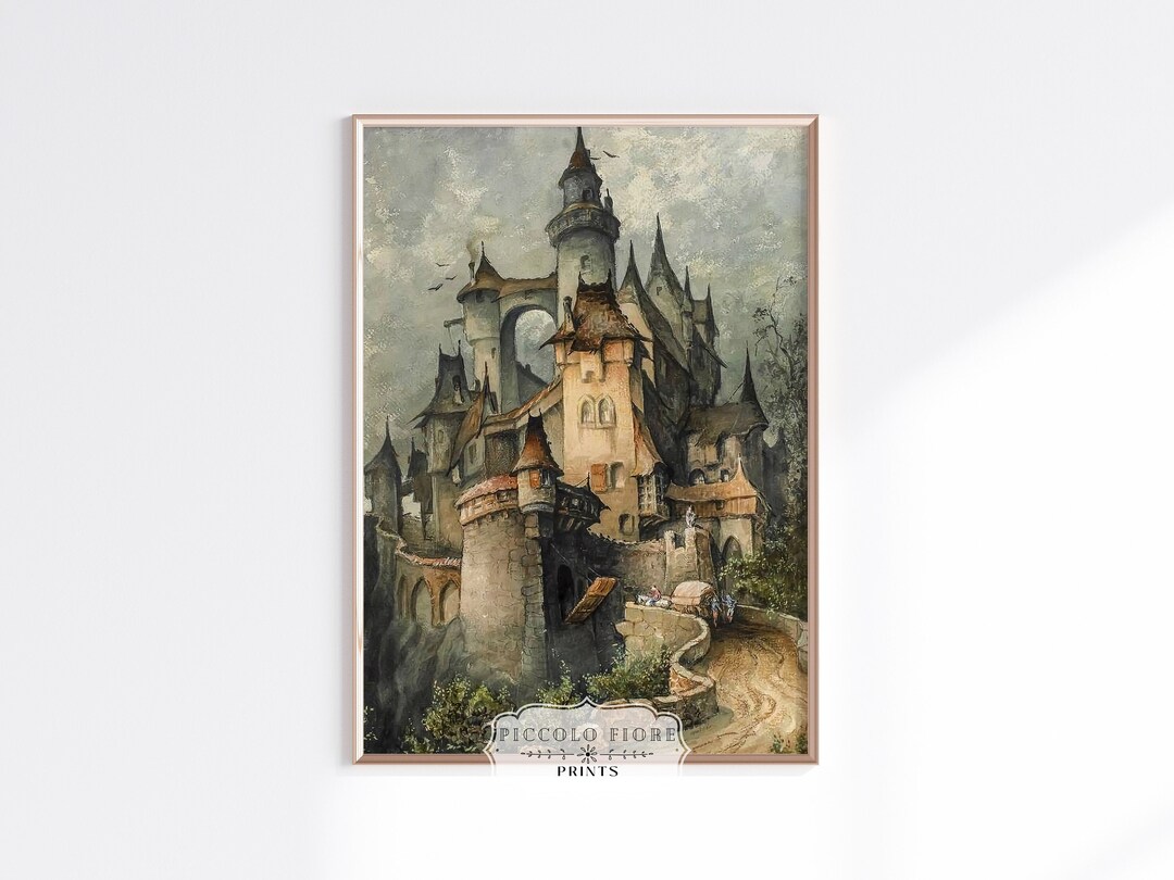 Vintage Romantic Castle Watercolour Painting Haunted Gothic Castle Art ...