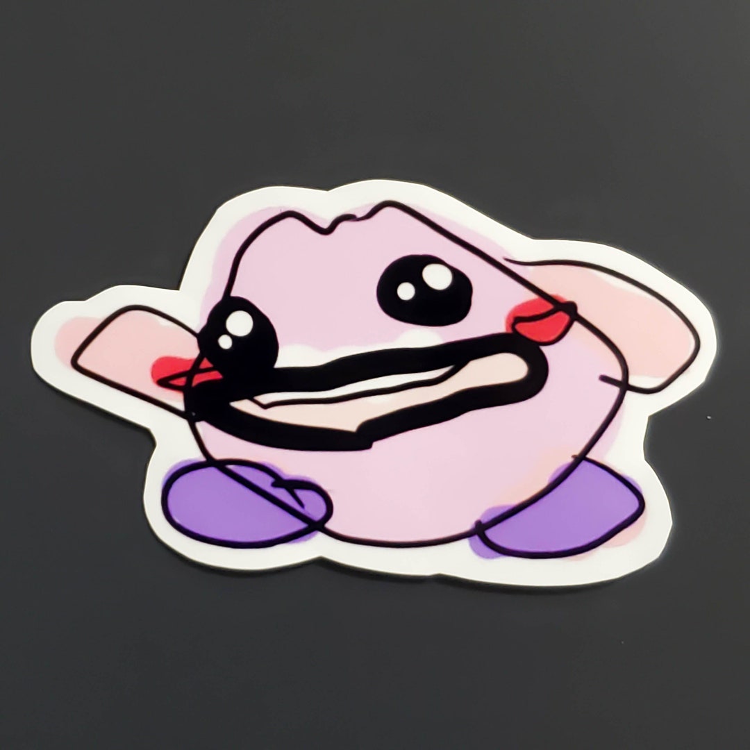 Extremely Badly Drawn Kirby Kirbo Low Effort 3" Vinyl Sticker - Etsy