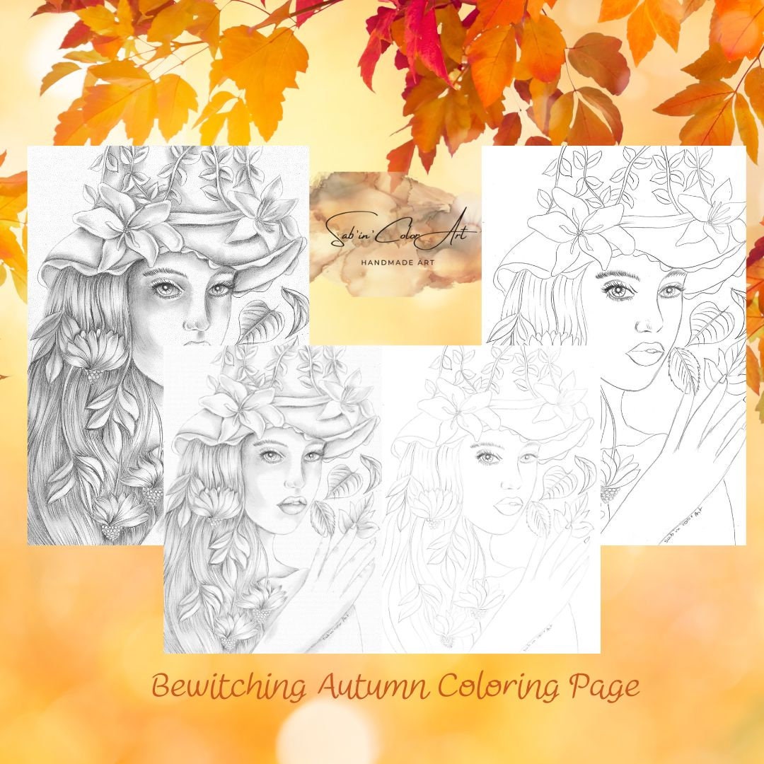 Coloring Page / Page De Coloriage Bewitching Autumn Hand Drawing Page ...