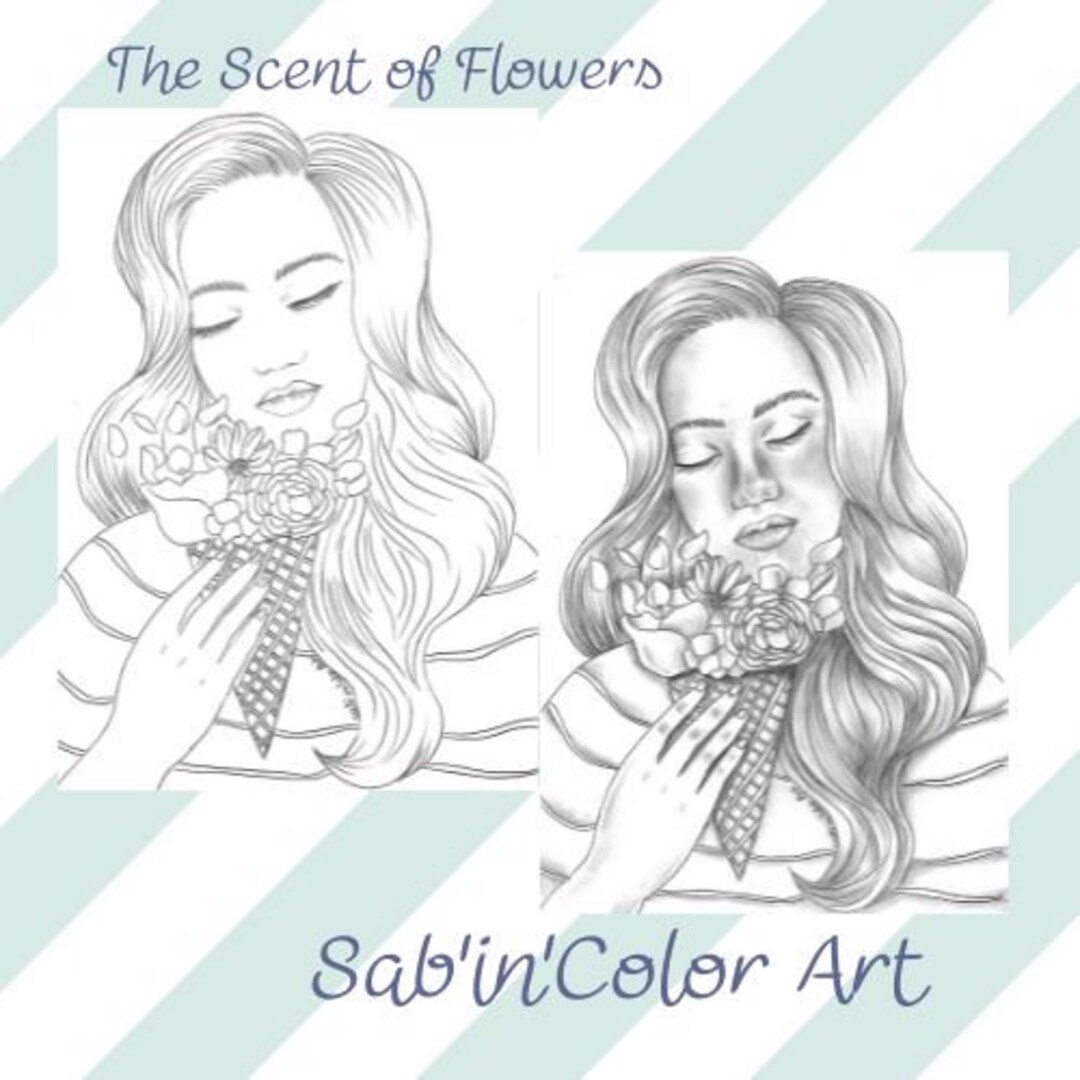 The Scent of Flowers coloring Page / Coloring Page Handmande / No IA - Etsy