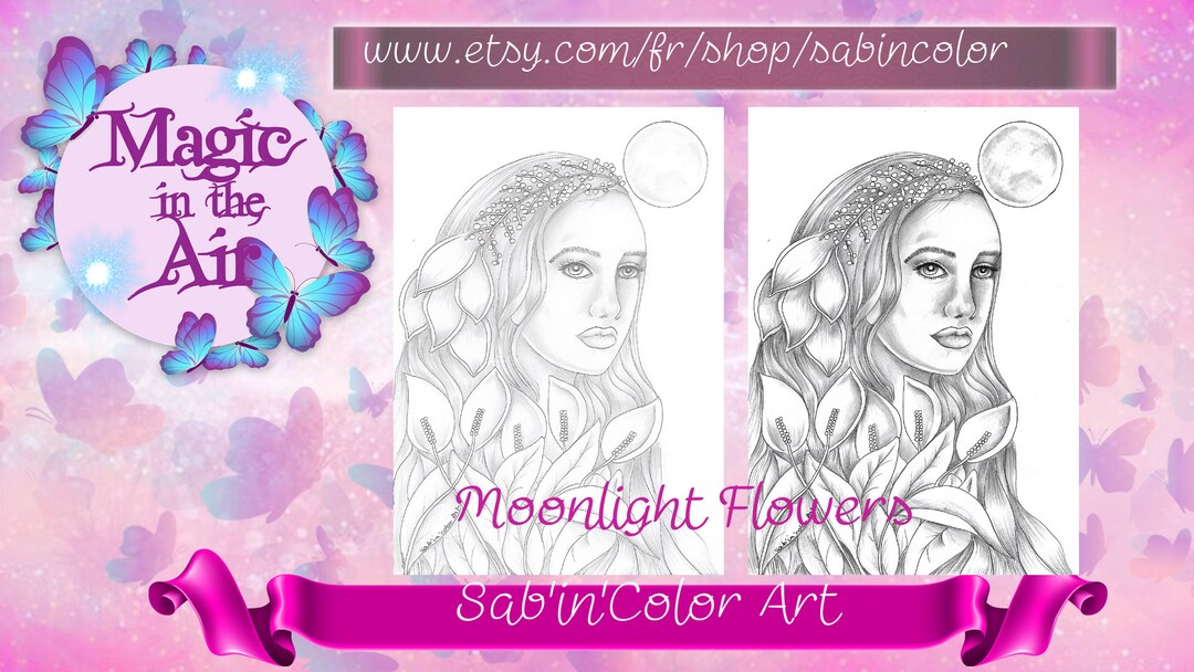 Moonlight Flowers / Special Event Coloring Haven / Coloring - Etsy