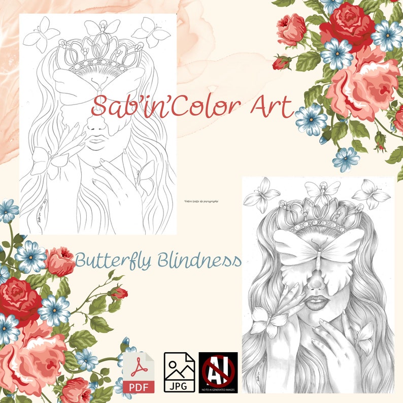 Butterfly Blindness Coloring Page / Coloring Page Pencil Handmande /no ...