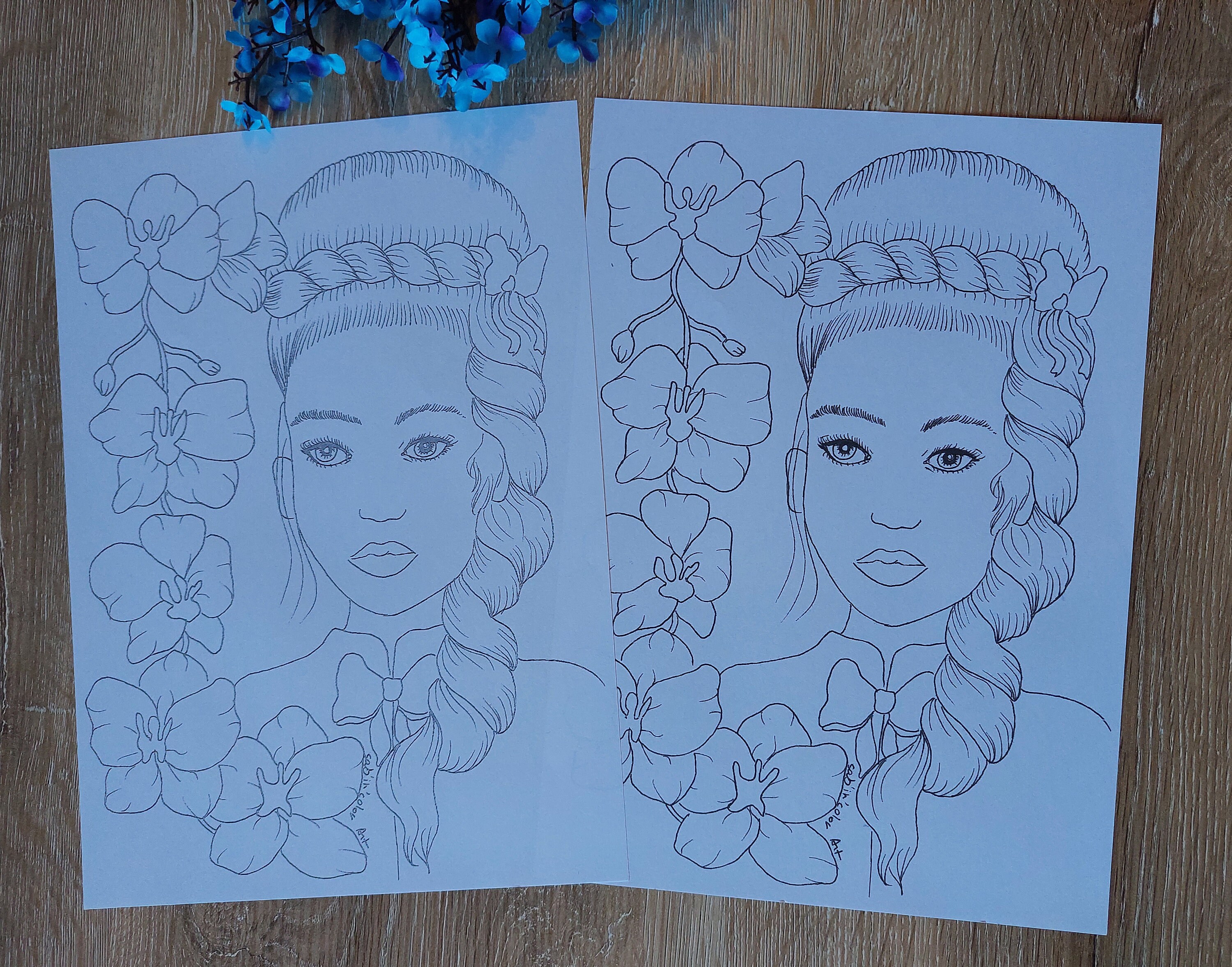 Trio Orchid Coloring Page / Coloring Page Handmande / No AI - Etsy