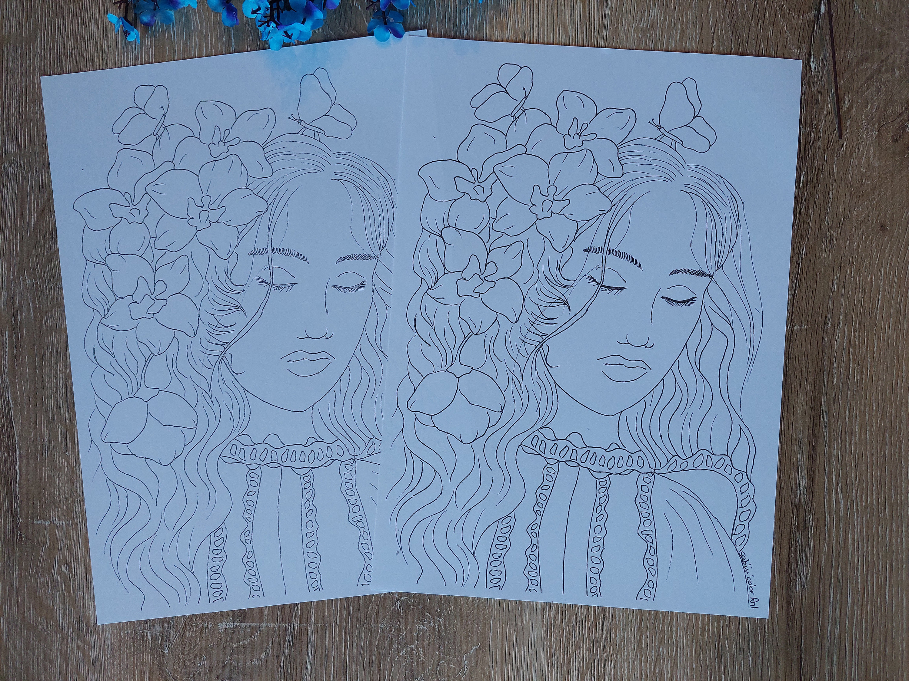 Trio Orchid Coloring Page / Coloring Page Handmande / No AI - Etsy