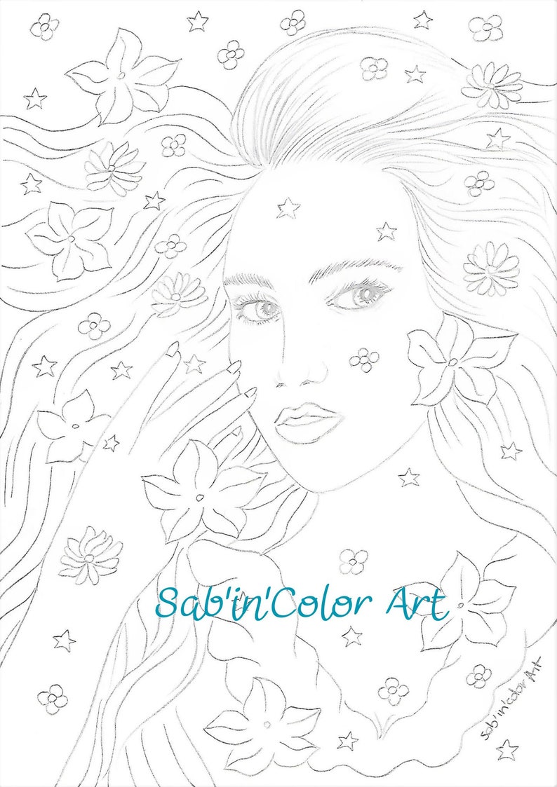 2 Coloring Pages/ 2 Coloring Pages Cosmos Night Night Sky Handmade ...