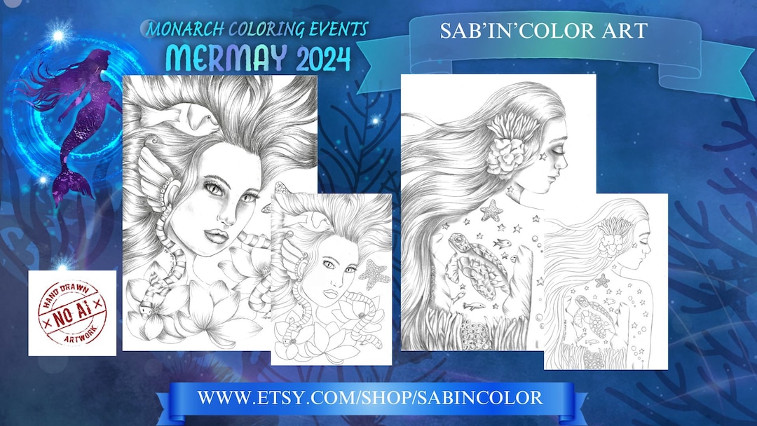 MERFEST 2024 / MERMAY - 2 Coloring Pages / 2 Coloring Pages - Ocean ...