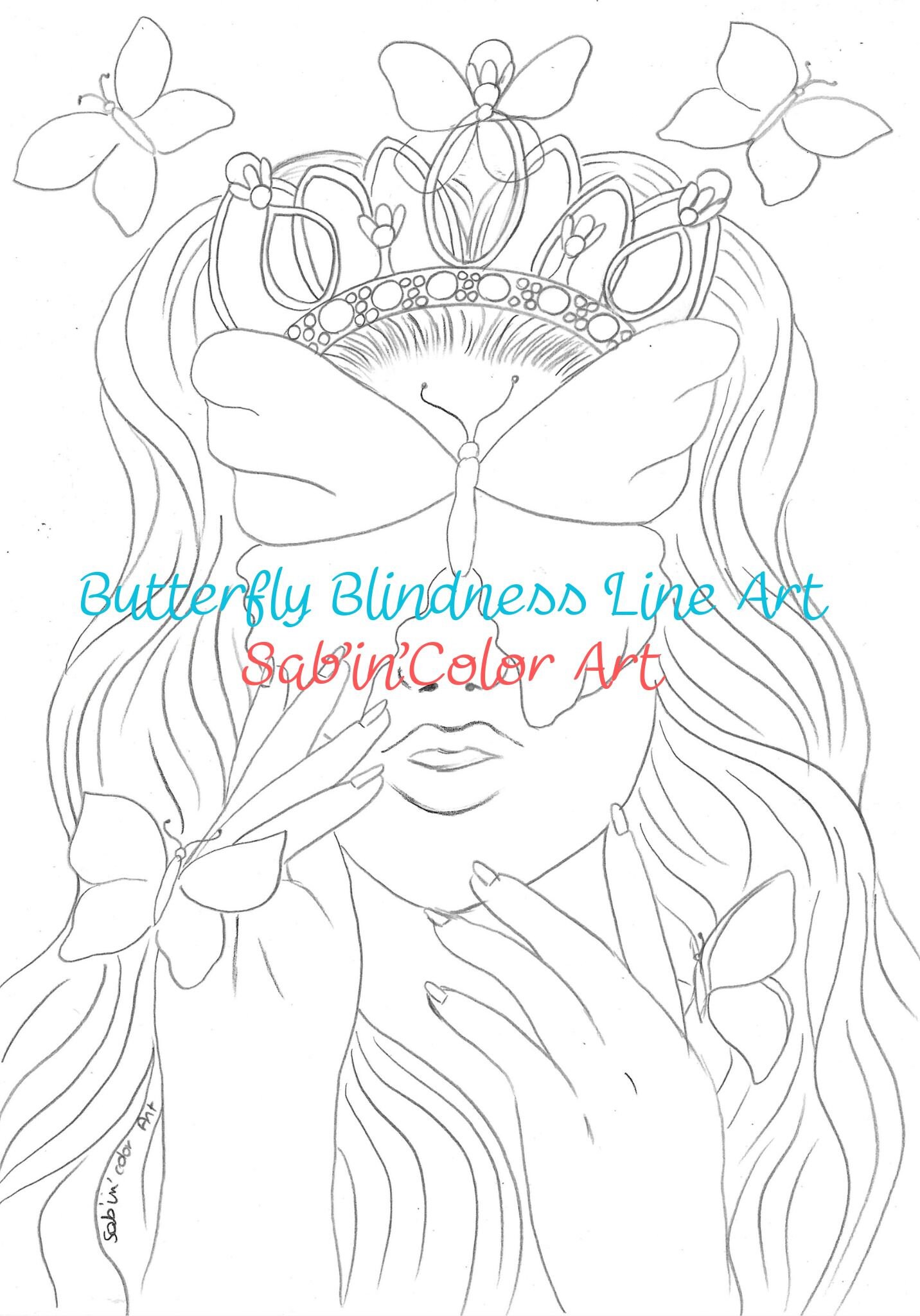 Butterfly Blindness Coloring Page / Coloring Page Pencil Handmande /no ...