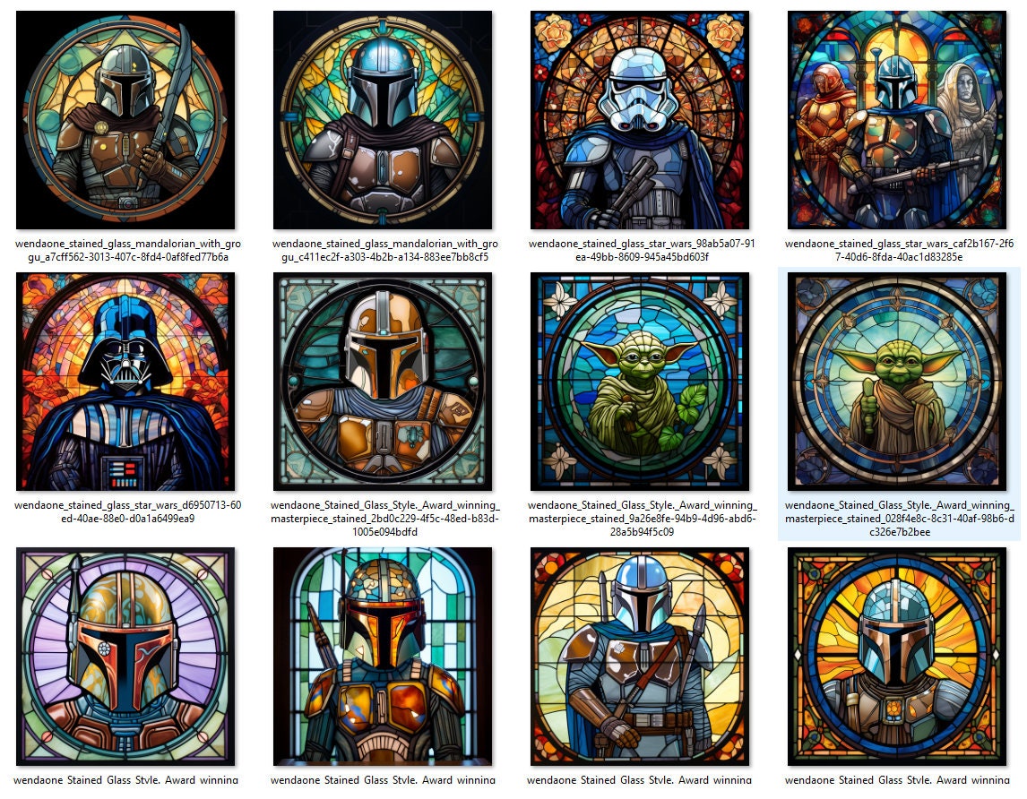 Star Wars Stained Glass Png Bundle Mandalorian, Yoda, Darth Vader Bb8 ...