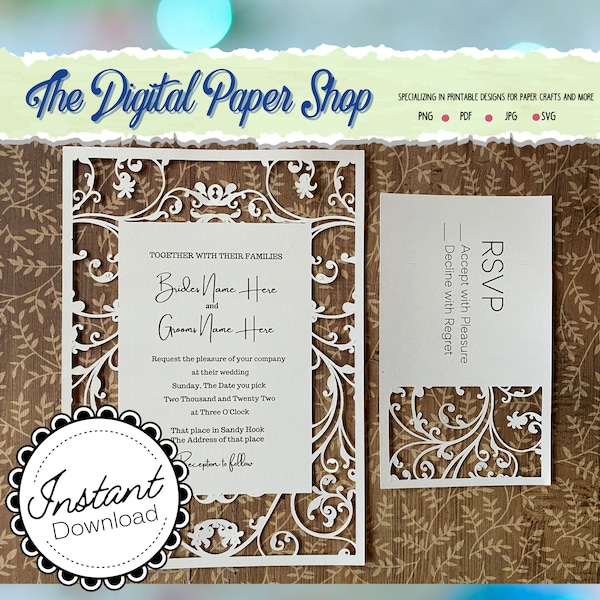 Wedding Invitation Template Cricut - Etsy