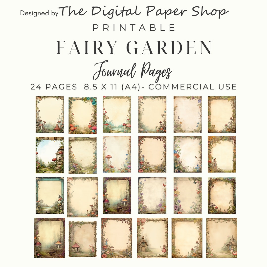24 Printable Fairy Garden Journal Stationary Pages Standard A4 8.5 X 11 ...