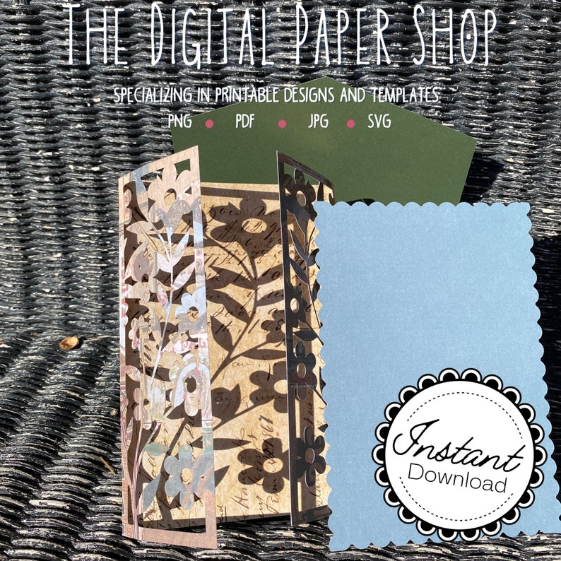 Flower Vine SVG Folding Invitation Card Wedding or Shower - Etsy