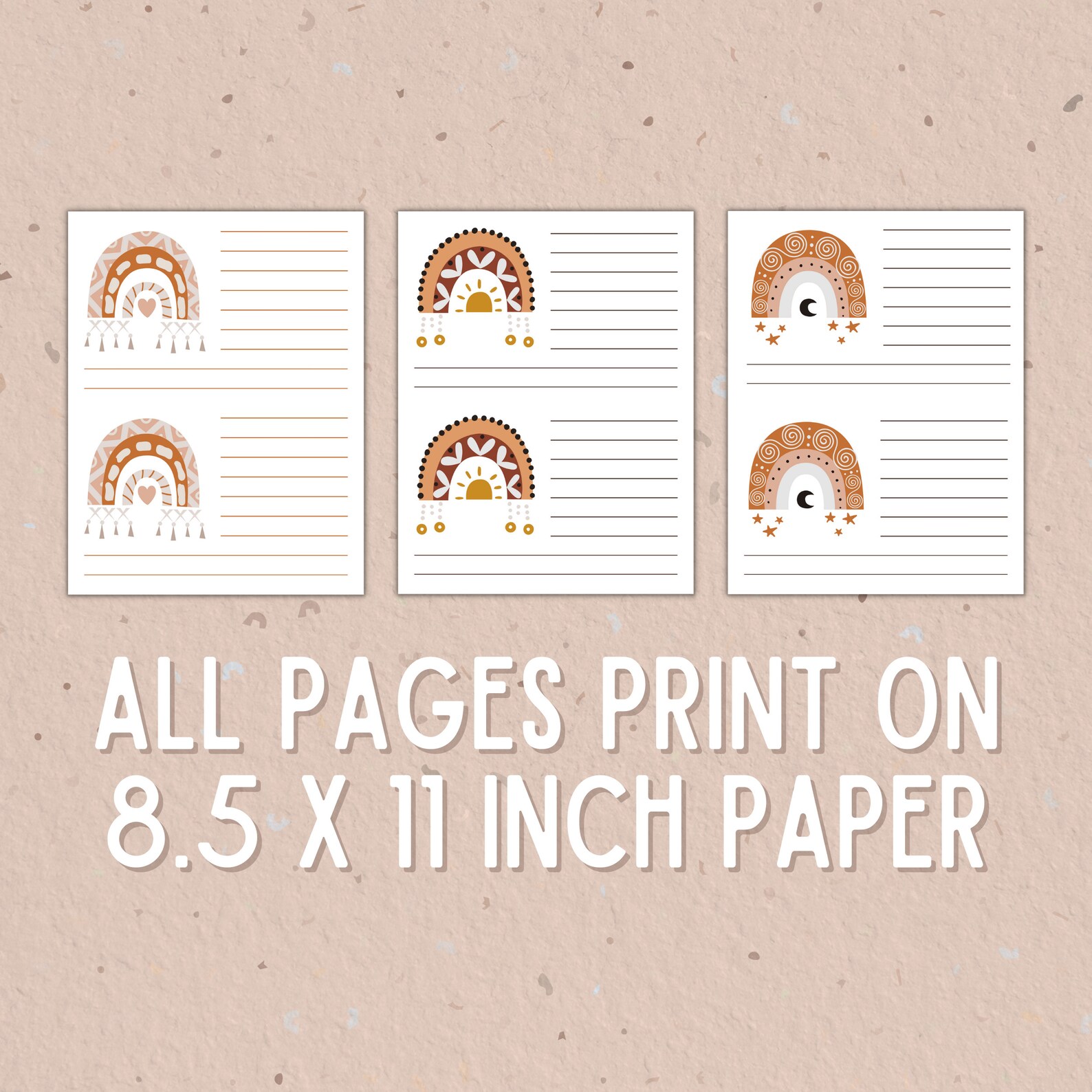 Boho Rainbow Elementary Notes Modern Rainbow Teacher Paper Neutral ...